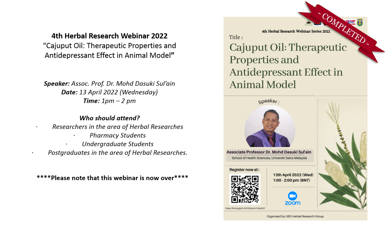 UBD HERBAL RESEARCH GROUP – An interdisciplinary Research Laboratory ...